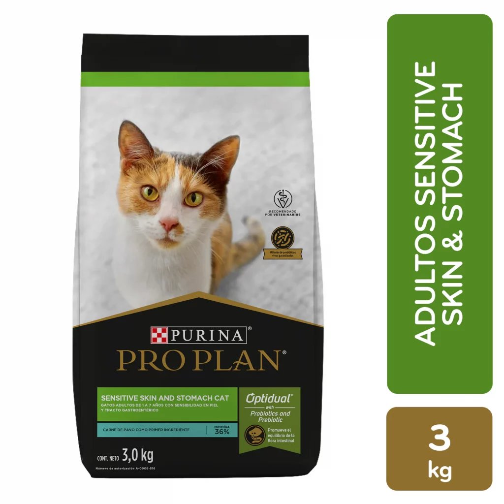 Concentrado Para Gato Pro Plan Adulto Sensitive Skin and Stomach 3kg ...